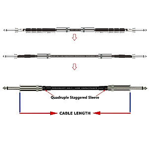 Audioblast - 6 Units (Multi Color) - 8 Foot - HQ-1 - Ultra Flexible - Dual Shielded (100%) - Guitar Instrument Effects Pedal Patch Cable w/Eminence Straight ¼ inch (6.35mm) TS Plugs & Quad Boots