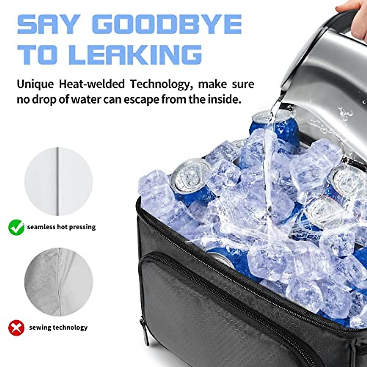 INSMEER 3 Compartments Lunch Box, 20L Large Lunch Box for men Insulated Lunch Bag with Sturdy Bottom/Shoulder Strap/Waterproof Zipper, Lunch box For Work/Office/Driver/Beach/Picnic (Black)