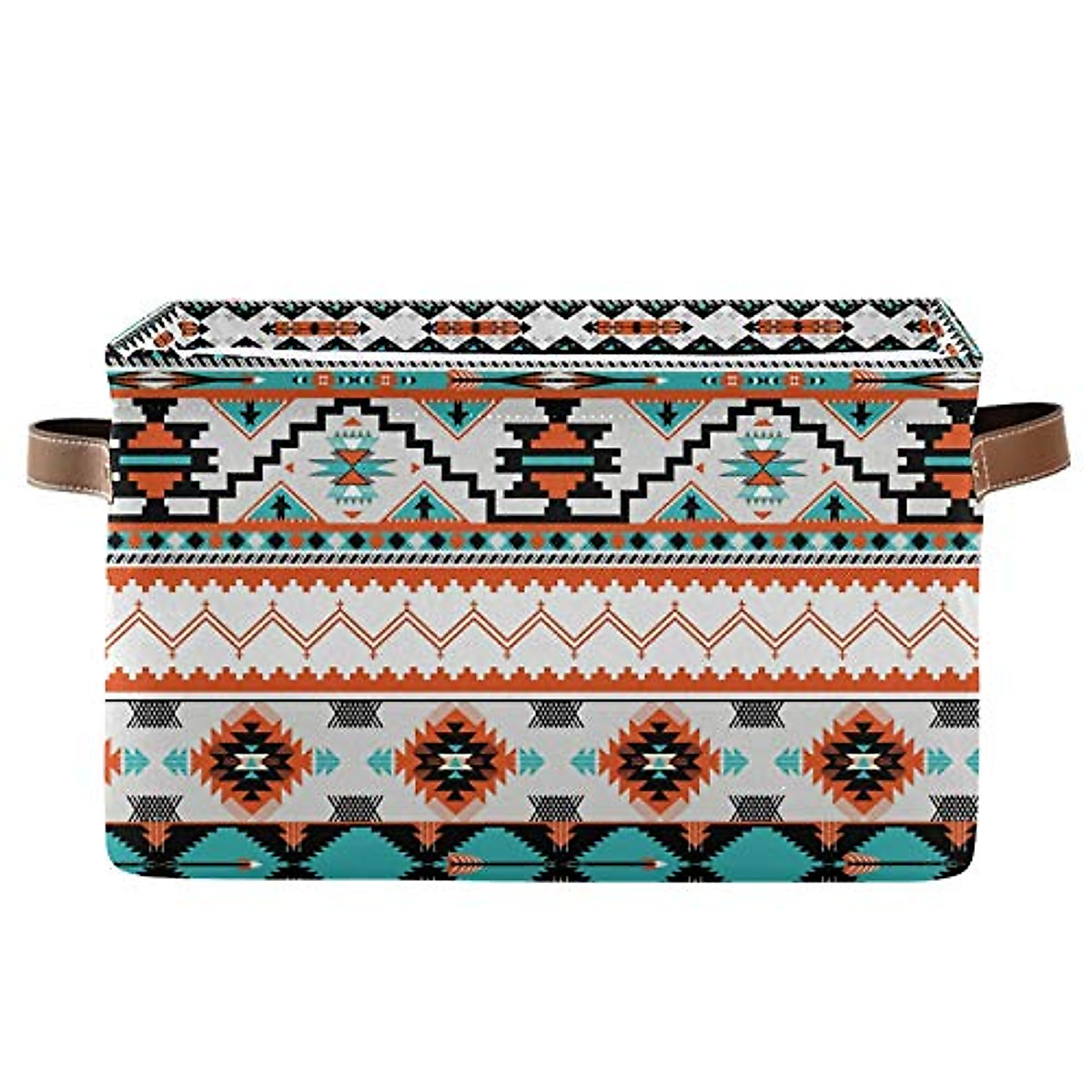 Bardic Storage Basket Ethnic Aztec Canvas Fabric Foldable Storage Bins Cubes Baskets Containers with Handles Bedroom Toys Clothes Closet Organizer