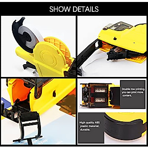 HM-689 2-Line 20 Digits Price Labeling Gun with Letters A-Z,Pricing Labeler with 3 Inkers 5 Rolls/2800 White Labels,HopingMore Tag Maker Machine with Label Cover for Office Retail Shop(YELLOW 2-LINE)