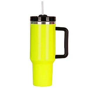 HIZEE Insulated 40oz Sublimation Tumbler with Handle&Straw &Lid - Cupholder Friendly Travel Mug - Insulated Stainless Steel Double Wall Spill Proof Water Bottle - Gifts for Women Men Him Her （yellow ）