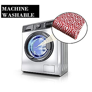 Ramanta Home 100% Cotton Diamond Rug 21x34 Hand Woven Reversible Washable Rug - Red,Farmhouse Bathroom Rugs,Entry Rugs,Rugs for Living Room,Rag Rug,Kitchen Rug Cotton,Machine Washable Rug,Woven Rug