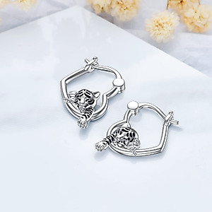 PELOVNY Tiger Earrings 925 Sterling Silver Hypoallergenic Tiger Hoop Earring Jewelry Graduation Birthday Gifts for Women