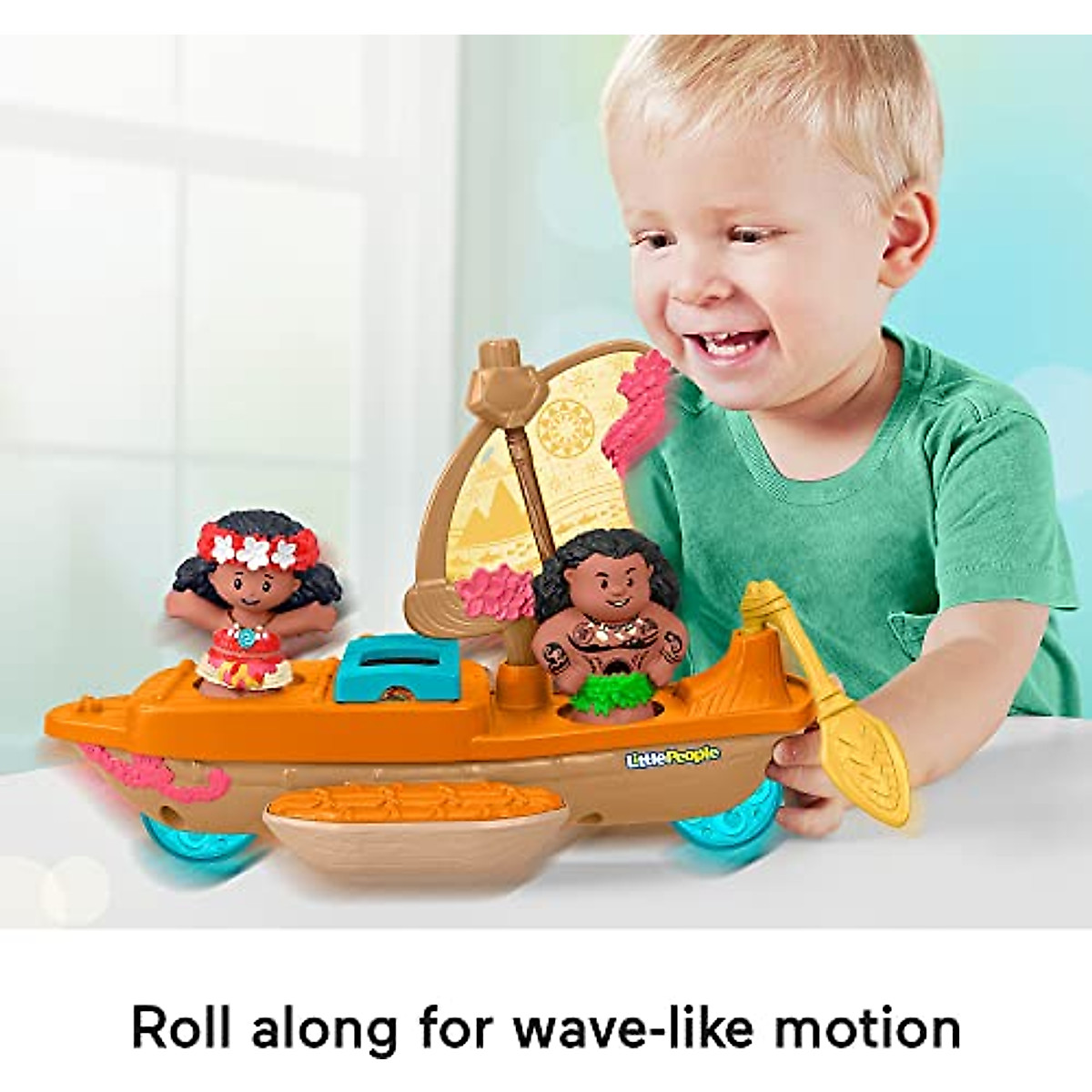Fisher-Price Little People Toddler Toys Disney Princess Moana & Maui’s Canoe Sail Boat with 2 Figures for Ages 18+ Months