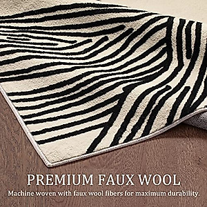 YIHOUSE 6×9 Ft Area Rugs Non-Shedding Washable Rug, Bedroom Living Room Dining Room Office Soft Nonslip Modern Rugs Faux Wool Collection Carpet Indoor/Outdoor Rugs-Black and White Rug