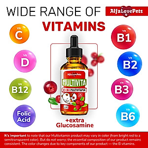 Сat Vitamins for Indoor Cats in Drops – Liquid Multivitamin for Dogs – Dog Multivitamin Liquid Supplement – Cat Multivitamin – Multivitamin for Dogs – Vitamin C for Cats – 2 oz
