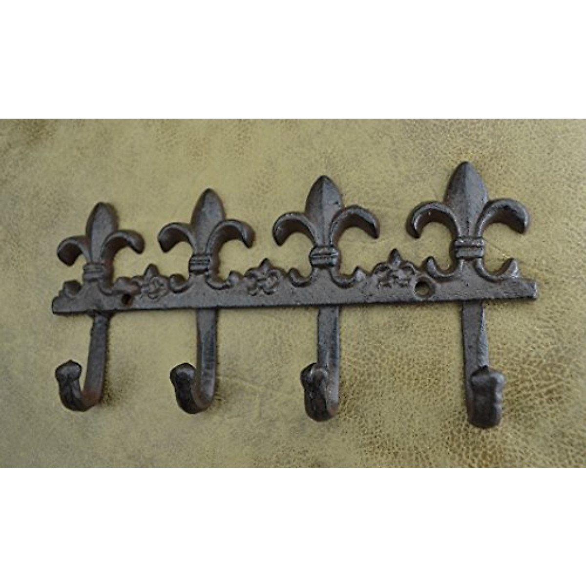 Lulu Decor, Cast Iron Fleur De Lis Key Hook (Key Hook Brown)