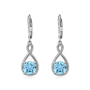 Created Aquamarine Dangle Drop Earrings 925 Sterling Silver March Birthstone Earrings Birthday Earrings Jewelry Gifts for Women