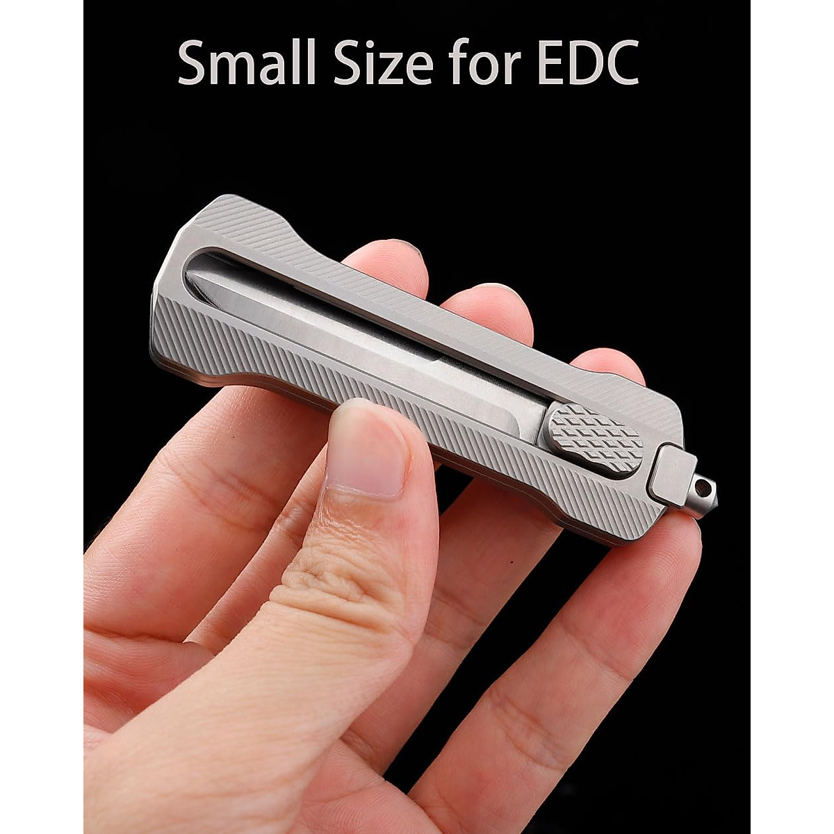 Tenchilon T33 Compact Retractable EDC Utility Box Cutter Pocket Knife, 1.9 inches D2 Spear Point Blades, 3.3 inches TC4 Titanium Handles