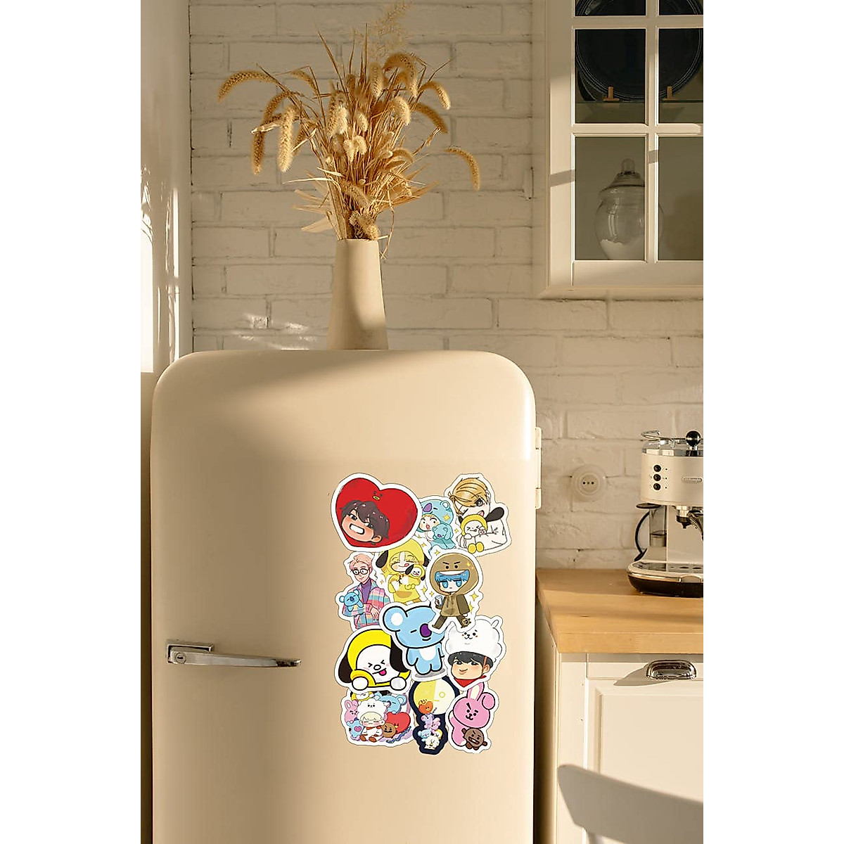 YEESACG - BTS Kpop Stickers | 61 Pack | Cute Bangtan Album Bomb | Cartoon Waterproof Vinyl for Water Bottle,Laptop,Skateboard,Luggage,Phone,Moto Korea Group for Teens Girls Fans (BTS-61)