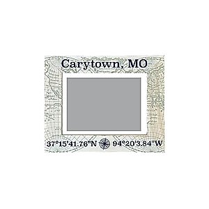 R and R Imports Carytown Missouri Souvenir Wooden Photo Frame Compass Coordinates Design Matted to 4 x 6