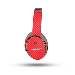 MightySkins Carbon Fiber Skin Compatible with Bose QuietComfort 35 II Headphones - Solid Red | Protective, Durable Textured Carbon Fiber Finish | Easy to Apply, Remove, and Change Style