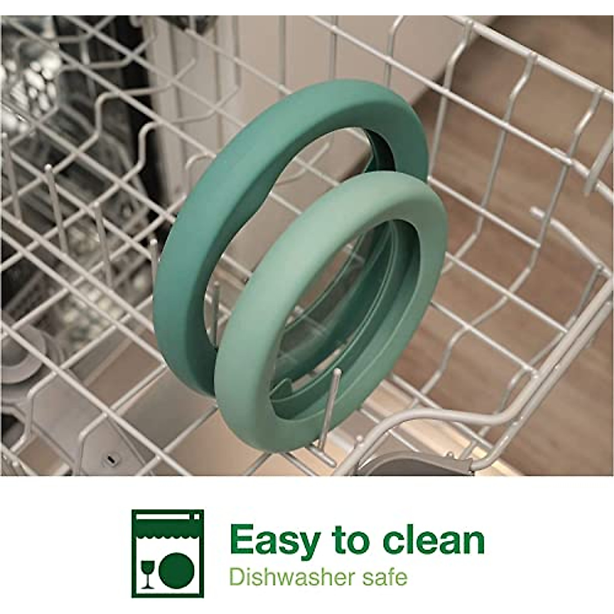 Food Huggers Replacement Lids for Glass Storage Containers Silicone & Glass Lids that Don’t Crack | Fits Round Container Brands & Bowls | 100% Plastic Free | 4 Lid Set (XS,S,M,L), Gradual Green