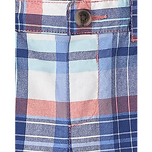 The Children's Place Baby and Toddler Boys Printed Chino Shorts, Blue/Orange Plaid, 3T