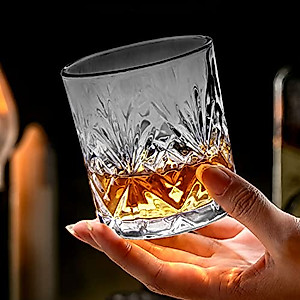 Rosoenvi Whiskey Glass Set of 4, Old Fashioned Glasses with Gift Box, 10oz Rocks Glasses Barware for Whiskey, Bourbon, Scotch and Liquor Drinks, Gift for Men
