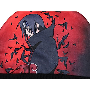 Bioworld Naruto Shippuden Itachi Akatsuki Shinobi Organization Cuffed Pom Beanie Hat Black