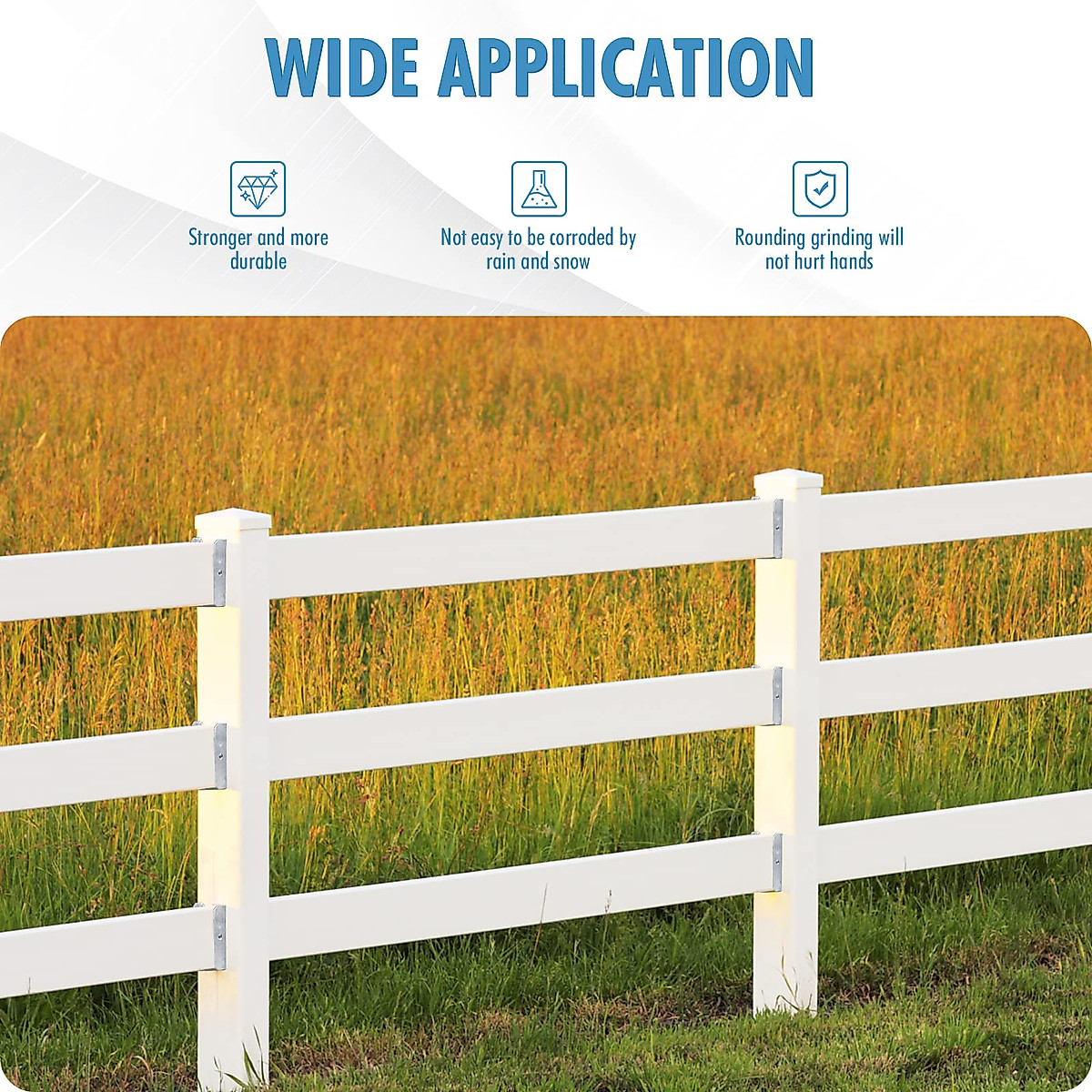 LukLoy 10 Pack 2x4 Brackets for Wood Rail, Fence Brackets Repair Kit Galvanized, Deck Railing Bracket Connectors for 2"×4"(Actually 1.5"x3.5") Wood Post, Includes 70PCS 304 Stainless Steel Screws