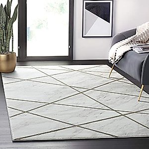 Abani Luna LUN150A Contemporary Marble Gold Lines Area Rug 5'3"x7'6"