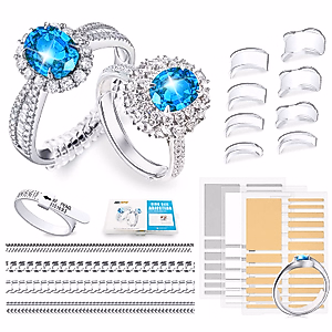 70 Pcs Ring Size Adjuster for Loose Rings with Ring Size Measuring Tool for Ring Adjuster, Plug-in Invisible Ring Spiral Silicone Tightener with Women and Men Any Rings Size