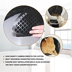 8 Pack Carbon Filters Compatible with Model 4, Activated Charcoal Cat Litter Box Filters Replacement to Absorb Odors Litter Box Deodorizer Controls Moisture and Keep Home Fresh