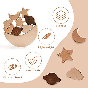 Youuys Baby Stacking Wooden Toys for Toddlers Balance Natural Wood Stacking Teether Block Montessori Toys for Fine Motor Skills for Infant Boys Girls Gifts