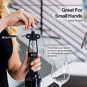 HiCoup Kitchenware Wine Openers - Corkscrew Bottle Openers, Foil Cutter Key for Waiters, Bartenders and Wine Corkscrew & Bottle Opener - Easy To Use, All-In-One Beer And Wine Bottle Openers w/Stopper