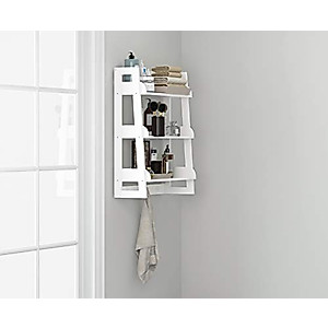 UTEX 3 Tier Bathroom Shelf Wall Mounted with Towel Hooks, Bathroom Organizer Shelf Over The Toilet (White)