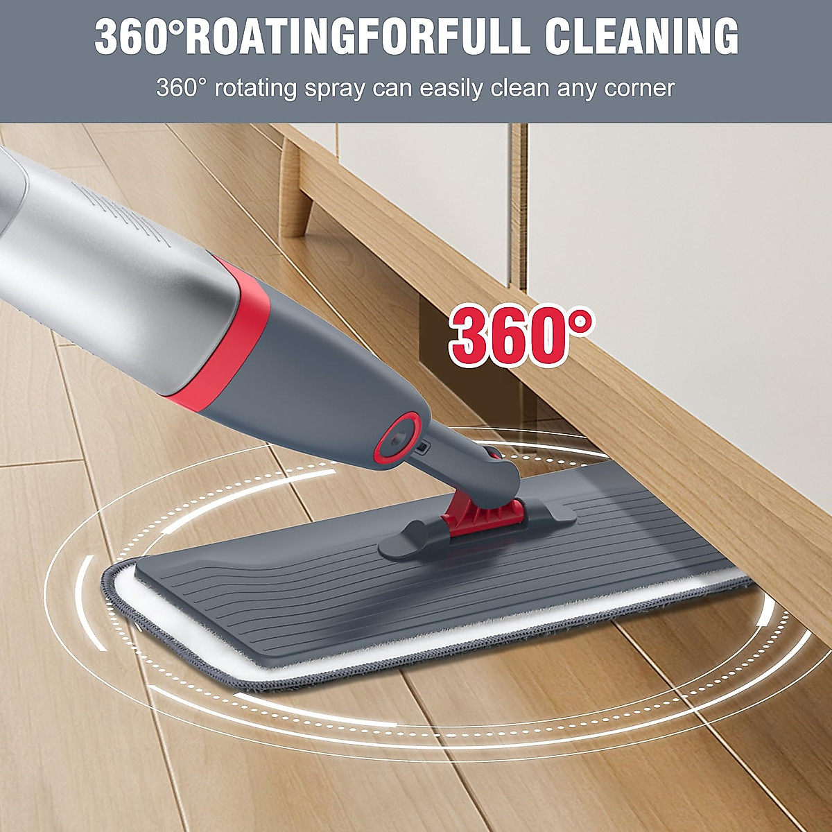 NileHome Spray Mops for Floor Cleaning, Microfiber Spray Mop with 580ml Refillable Bottle and 3 Replacement Pads Floor Mop for Household or Commercial Use Dust Mop for Hardwood Laminate Tile Ceramic