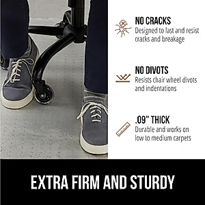 Gorilla Grip Office Chair Mat for Carpet Floor, Slip Resistant Heavy Duty Under Desk Protector Carpeted Floors, No Divot Plastic Rolling Computer Mats, Smooth Glide Semi Transparent Design 47x29 Clear