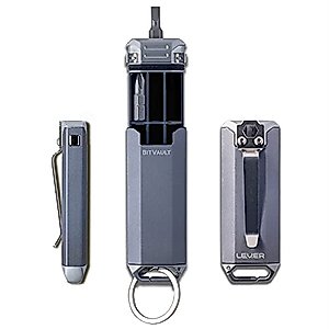 Lever Gear BitVault - Portable Pocket screwdriver & Waterproof Keychain Container - Dual Use EDC Gear is 2 EDC Tools in 1 - Key Chain Capsule Holds Hex Bits for a Keychain Screwdriver (Silver)