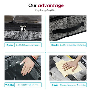 Onlyeasy Sturdy Under Bed Shoe Storage Organizer, Set of 2, Fits Total 24 Pairs, Underbed Shoes Closet Storage Solution with Clear Window, Breathable, 29.3"x23.6"x5.9", Linen-like Black, MXAUBSB2P