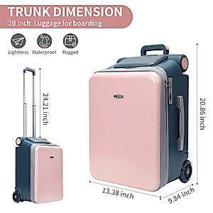 LemoHome Expandable Luggage with Spinner Wheels,Large Suitcases with Child Seat Design,Hard Luggage for Women and Men,20 inch Hardside Carry on Luggage for Travel (Pink)