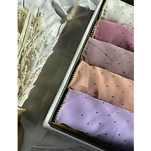 Xirhoot Hijab for Women Premium Chiffon Hijab Rhinestone Hijab Scraf for Women Muslim (Black)