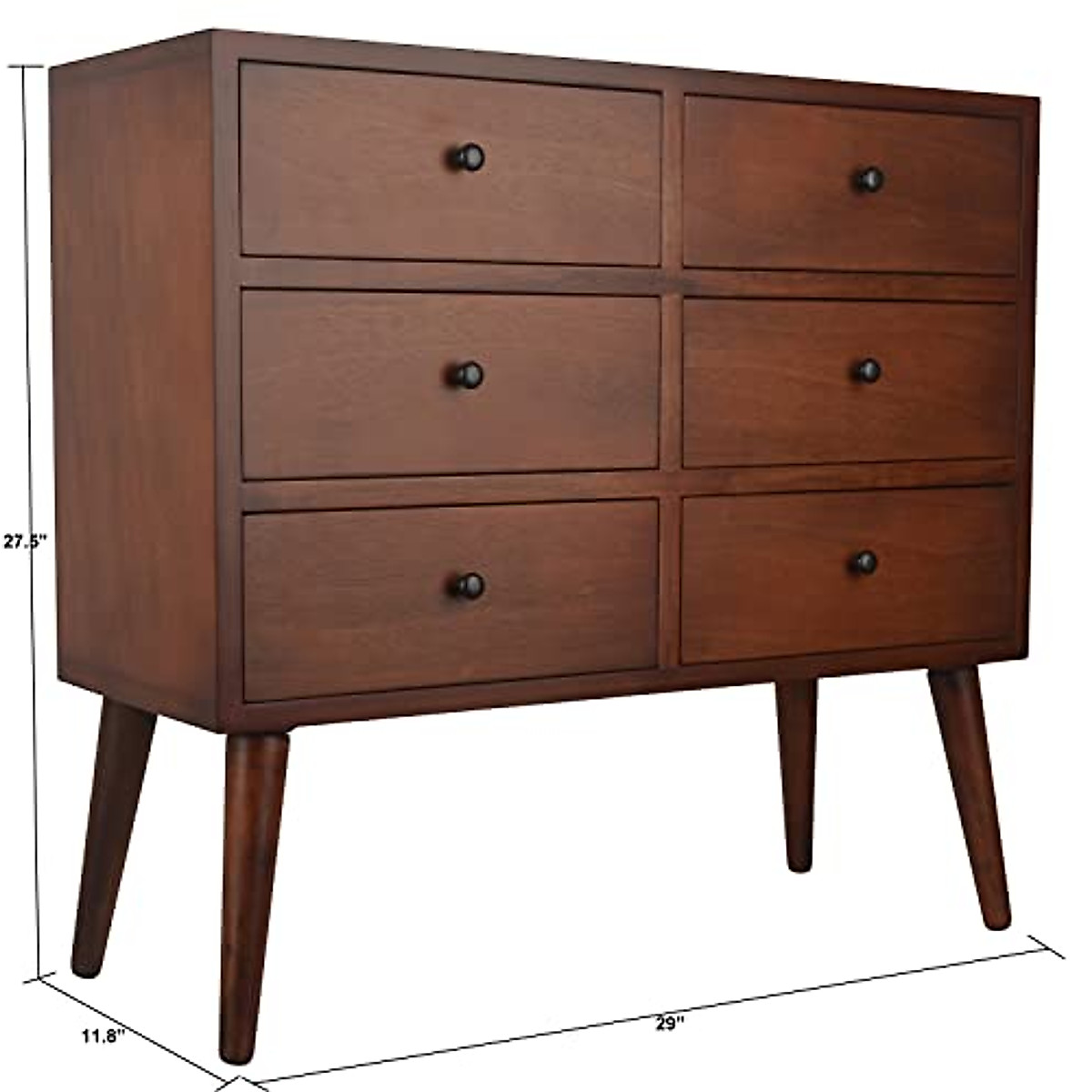 Decor Therapy Mid Century 6-Drawer Wood Accent Chest, Walnut