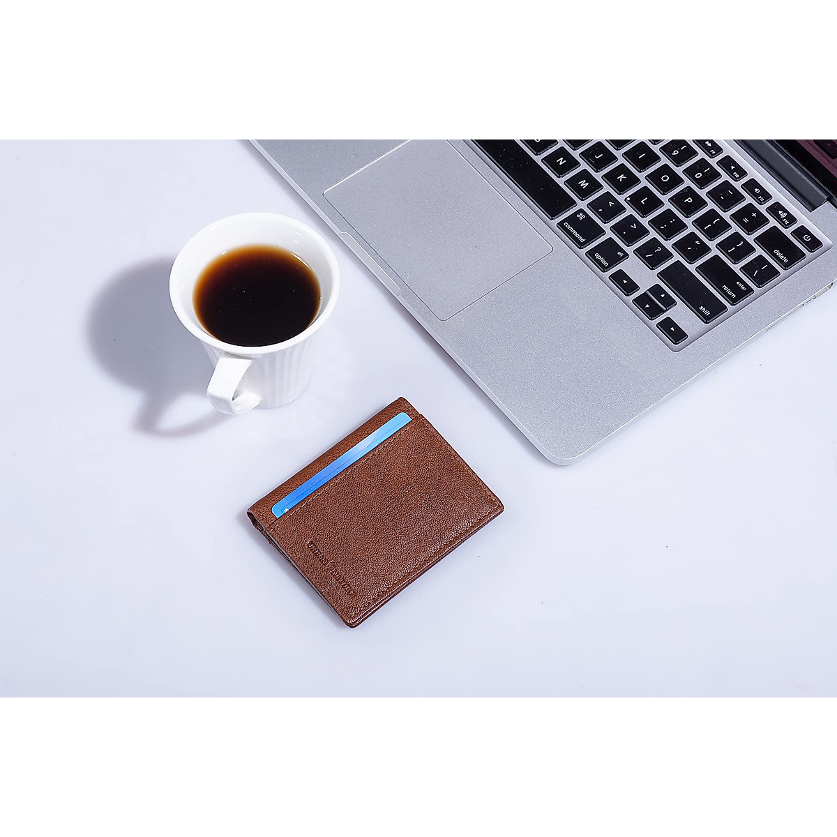 Urban Nature Tan Genuine Leather RFID Protected Slim Billfold Business Card holder Minimalist Wallet