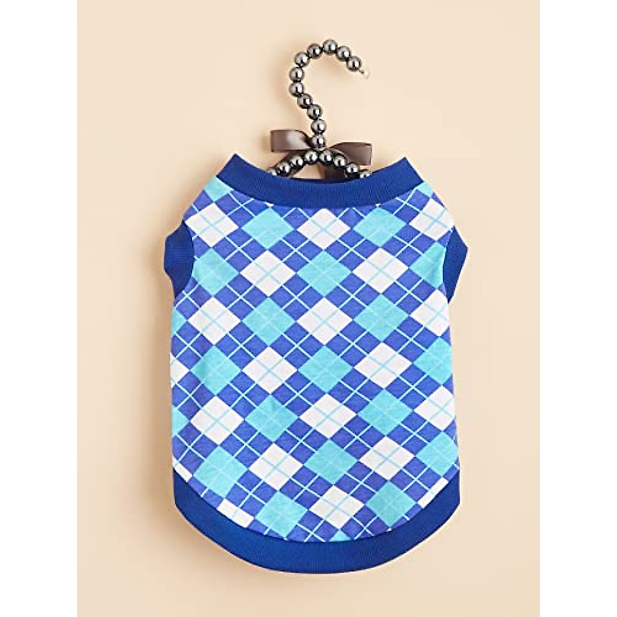 QWINEE Geometric Pattern Dog Tank Top Soft Stretchy Sleeveless Cat Puppy Vest for Small Medium and Large Dogs Cats Kitten Blue XS