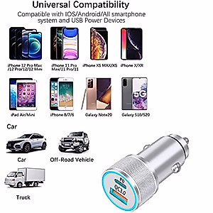 [Apple MFi Certified] iPhone Fast Car Charger, esbeecables 48W Dual Port USB C Power Delivery All Metal Lighter PD/QC3.0 Car Charger with 2Pack Lightning Cable Quick Charging for iPhone/iPad/Airpods