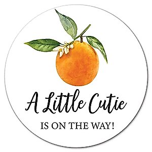 1.5" Round - A Little Cutie is On The Way Baby Shower Stickers - Set of 60