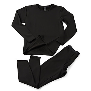 LAPASA Men's Thermal Underwear Set Soft Fleece Lined Long Johns Heavyweight Base Layer Top & Bottom Winter Thermoflux 300 Extra Warm M24 Medium Black