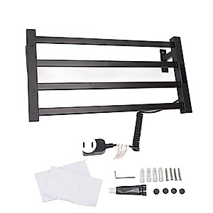 Fafeicy Digital Display Electric Heated Towel Rack with Thermostat, Wall Mounted for Bathroom, Punch Free Installation
