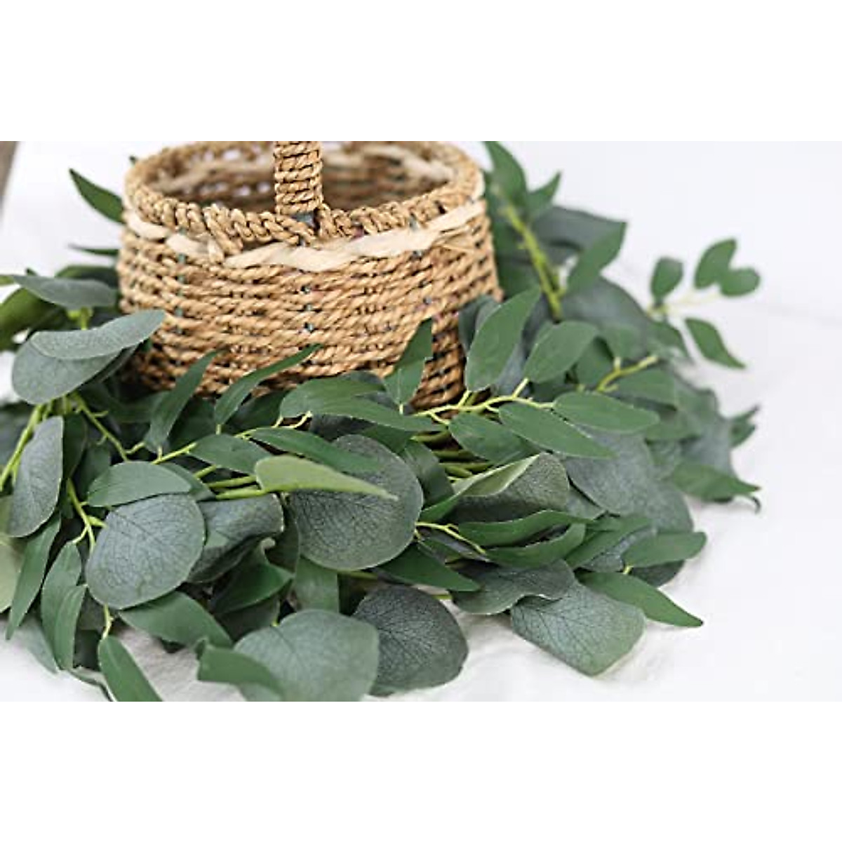 10 Pcs 6.2 Feet Artificial Silver Dollar Eucalyptus Leaves Garland with Willow Vines Twigs Leaves String for Doorways Greenery Garland Table Runner Garland Indoor Outdoor.…