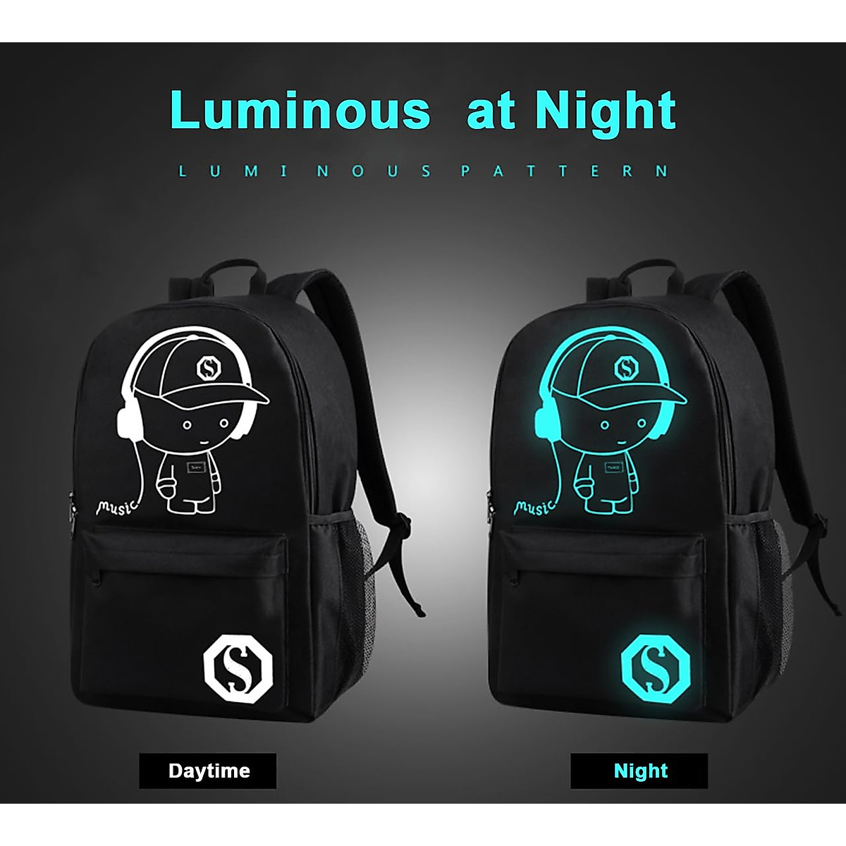 Kriture School Backpack, Unisex Lightweight Water-resistant Daypack Schoolbag Bookbag for Boys Girls Teens, Black