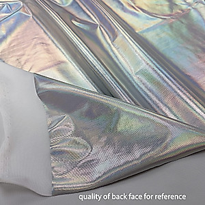 Hologram Metallic Foil Stretch Fabric Width 58 Inches(Silver Iridescent 1yard)