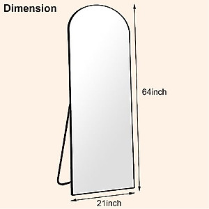 HARRITPURE 65"x22" Arched Full Length Mirror Free Standing Leaning Mirror Hanging Mounted Mirror Aluminum Frame Modern Simple Home Decor for Living Room Bedroom Cloakroom, Black