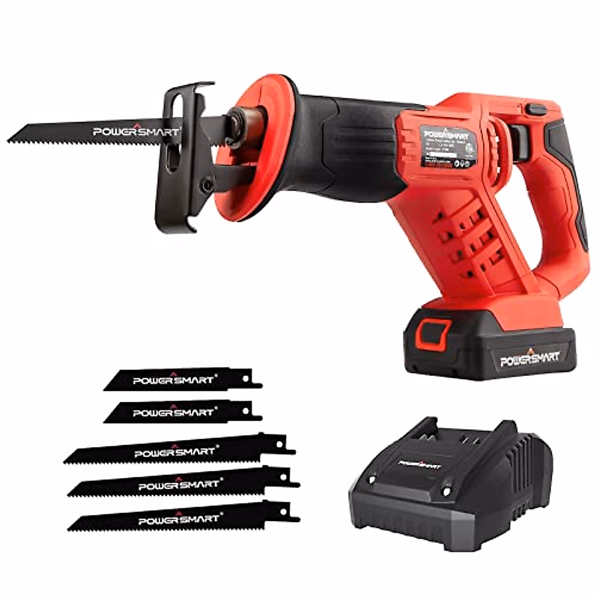 PowerSmart Reciprocating Saw - 7.5 Amp No-load Speed 2800SPM Reciprocating Saw Corded, Electric Hand Saw, 5 Blades for Cutting Wood, Metal and PVC Easily