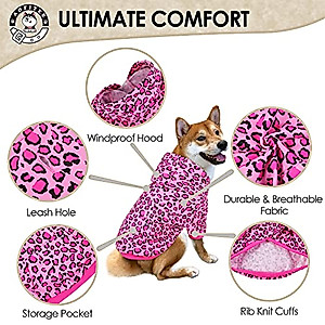 AOFITEE Dog Hoodie, Leopard Printed Dog Hoodies Sweatshirt, Winter Warm Dog Coat with Hat, Dog Pullover Hooded Shirts, Dog Cold Weather Apparel for Small Medium Large Dog