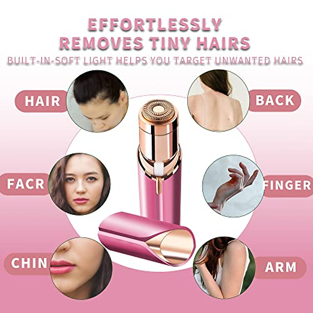 Facial Hair Removal for Women, Mini Epilator Portable Anytime, Suitable for Facial Bikini Peach Fluff on Beard Lips Chin, USB Charging(Rose red)