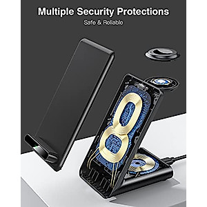 Wireless Charging Station,3 in 1 Wireless Charging Stand Made for Apple Watch Ultra 8 7 6 SE 5 4 3,Fast Wireless Charger Made for iPhone 14/14 Plus/14 Pro Max/13/12/11/X/8,AirPods Pro 2(with Adapter)