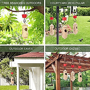 Wooden Hummingbird House Feeder with Rust Resistant Hooks,2024 New Garden Swing Nesting Kits for Outside Hanging Bird Finch Houses Home Decoration with Brush Nylon Lanyard