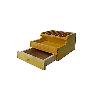 PMC Supplies LLC 3-3/4" x 6-1/2" x 7-1/2" Wooden Plier Rack Organizer w/ Drawer Jewelry Making Storage Bench Tool